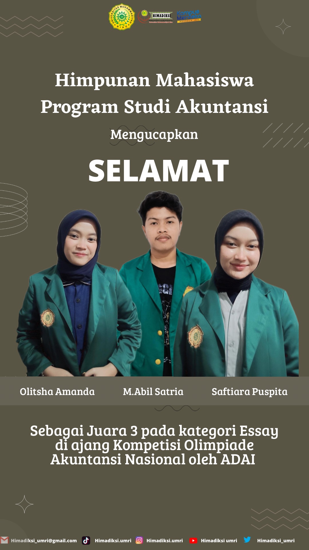 Muhammad Abil Satria – Juara 3 Kompetisi Olimpiade Akuntansi Nasional Seri 2 (KOAN) 2022 ...